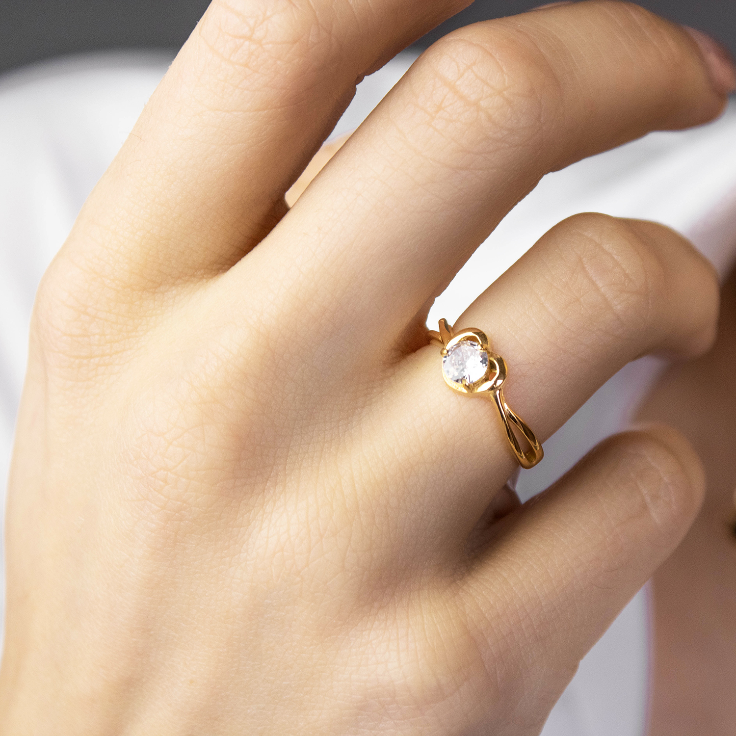 Golden Heart Stone Ring